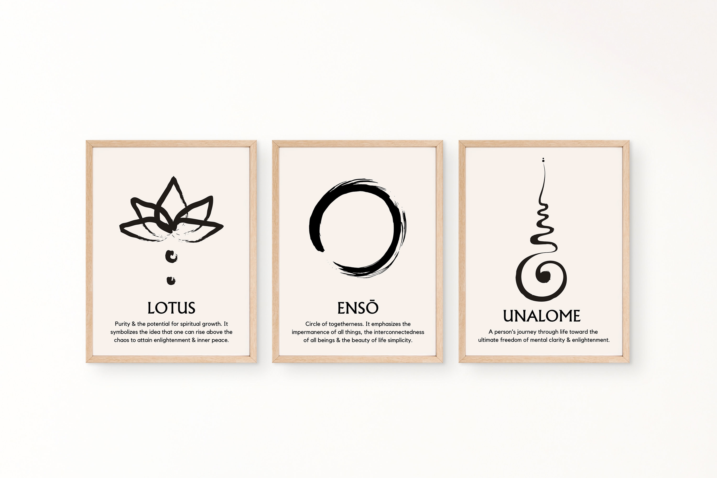 Lotus enso Unalome set of 3 Printable Digital Download Zen Symbols ...