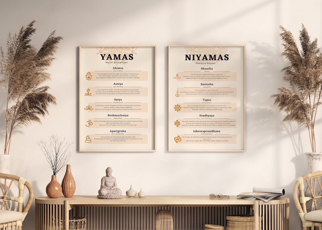 Yoga Poster | Yamas Niyamas | Set of 2 | Printable Wall Decor | Instant ...