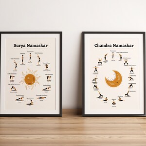 Yoga Poster | Sun & Moon Salutation |set of 2 | Printable Wall Decor ...