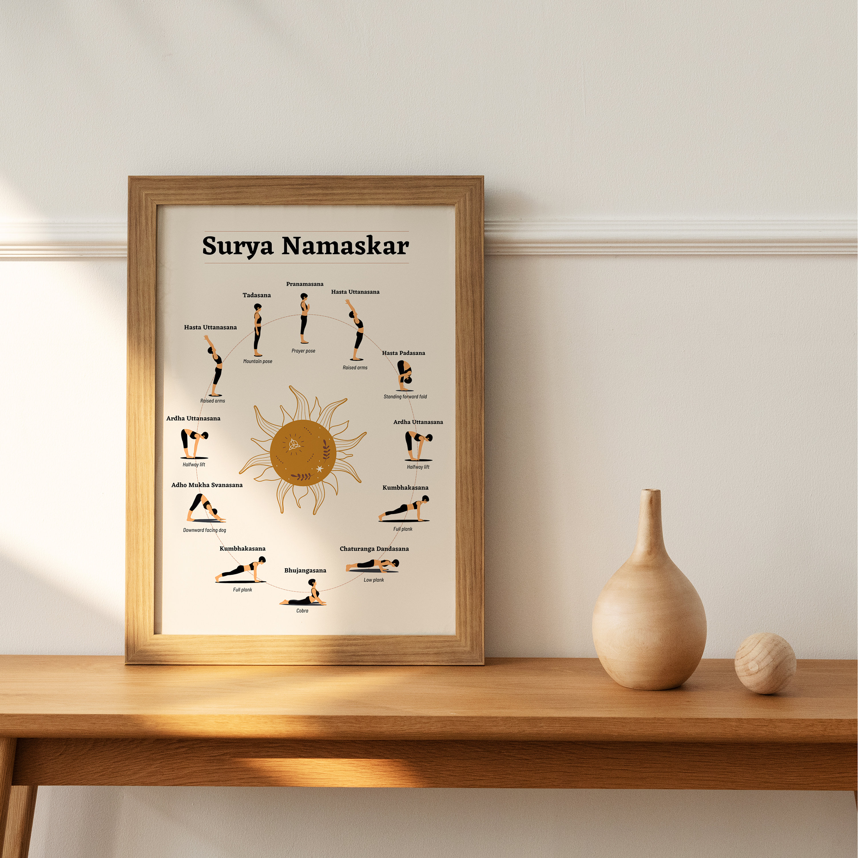 Yoga poster Sun & Moon salutation Set of 2 Printable - Etsy España