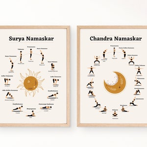 Yoga Poster | Sun & Moon Salutation |set of 2 | Printable Wall Decor ...