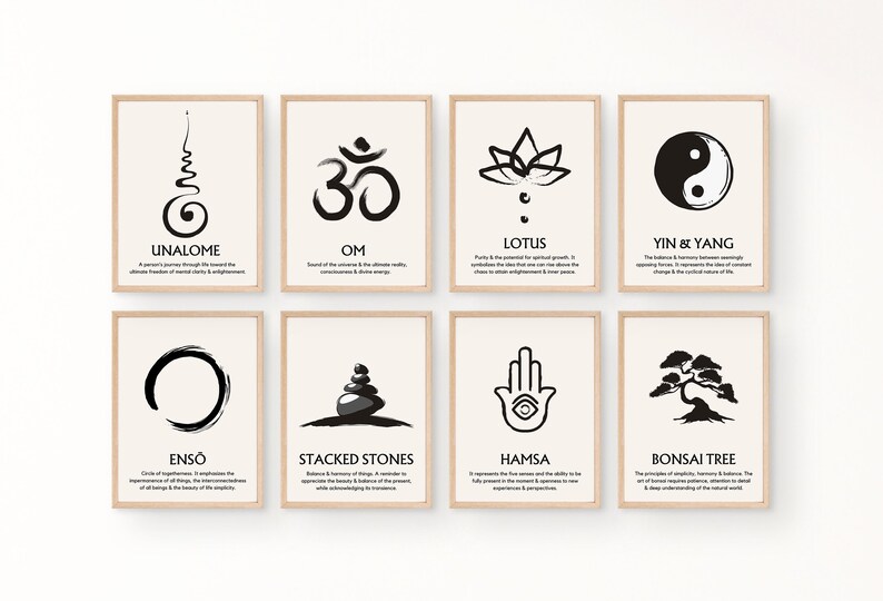 Símbolos Zen y significado /Conjunto de 8/ Imprimible/ Descarga digital ...