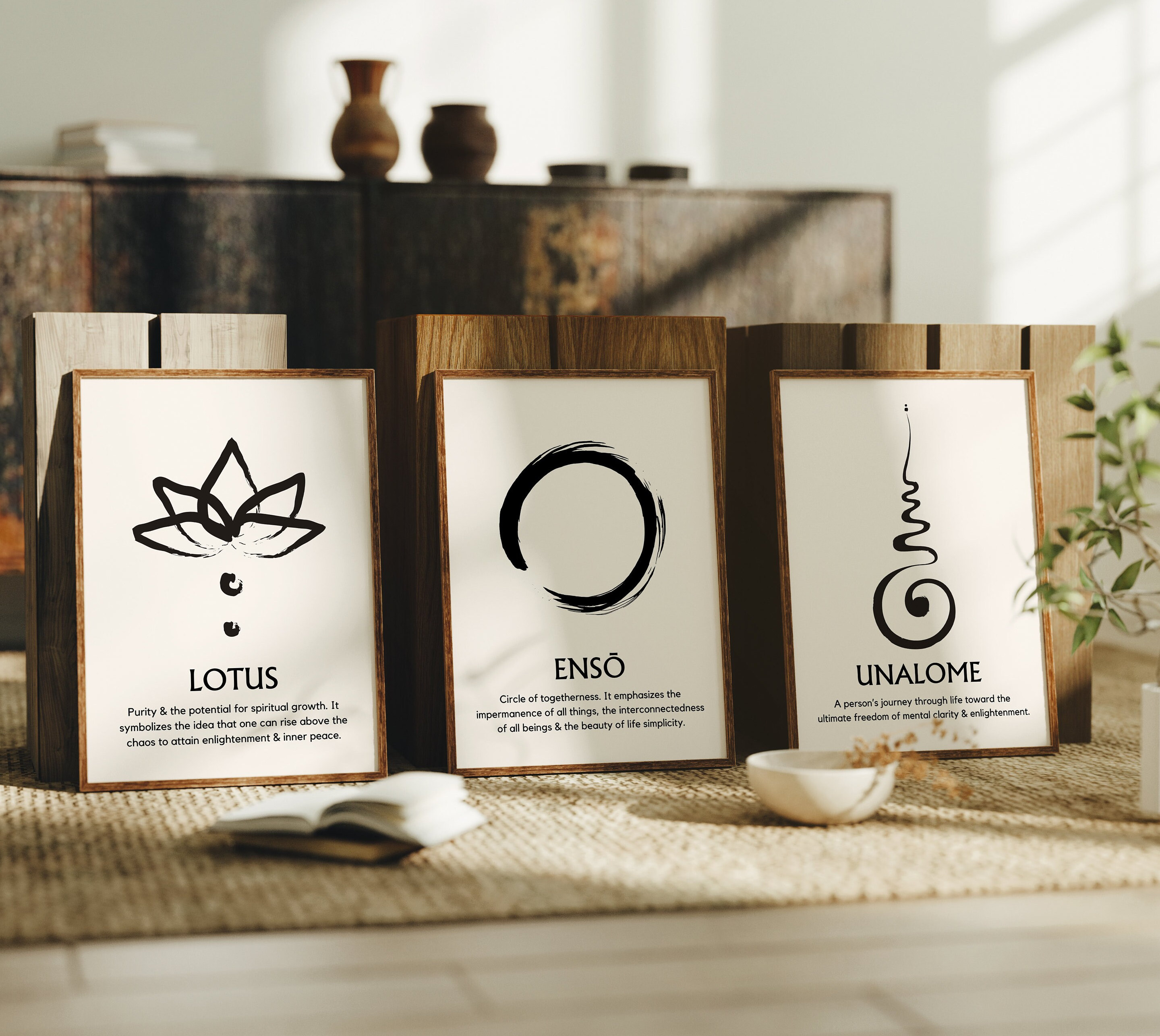 Lotus enso Unalome set of 3 Printable Digital Download Zen Symbols ...