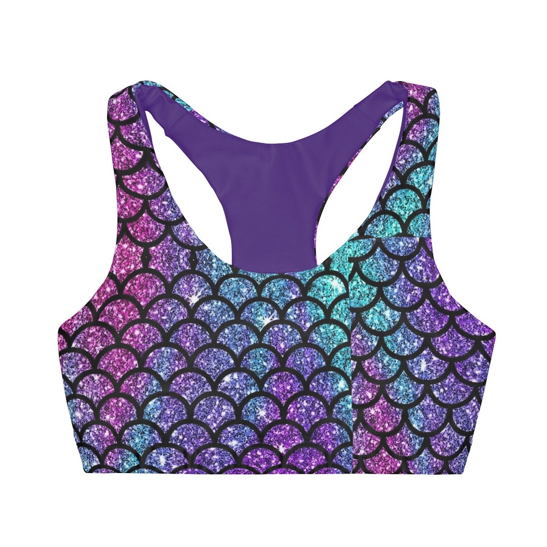 Mermaid Scales, Girls' Double Lined Seamless Sports Bra - Etsy