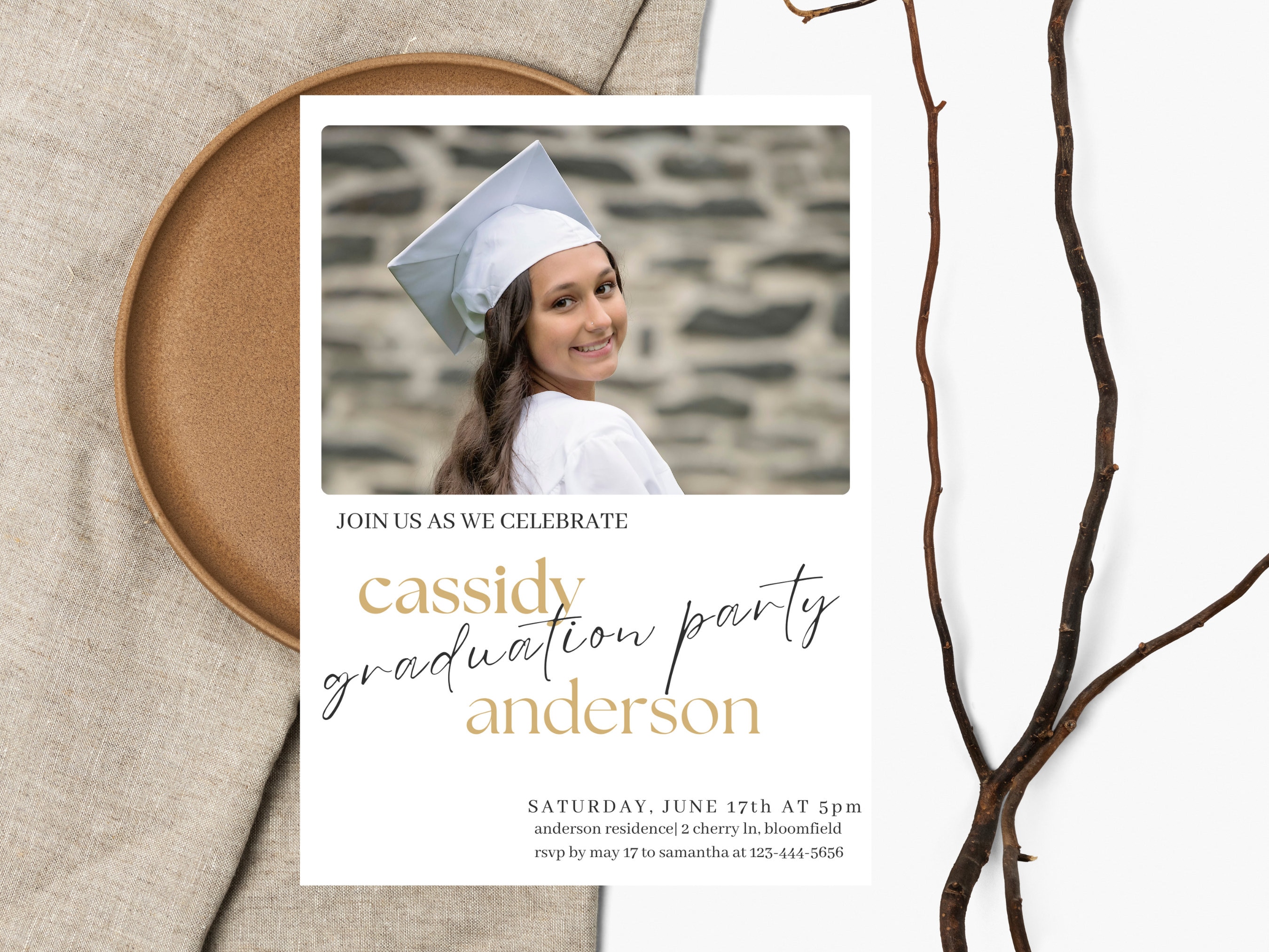 Graduation Announcement Graduation Invite Minimalist Editable Digital ...