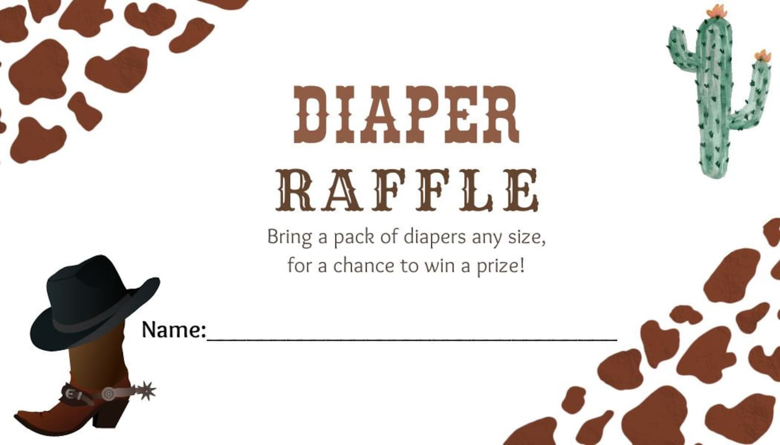 Diaper Raffle/ Western Cowboy Bay Shower Game/ Sprinkle - Etsy