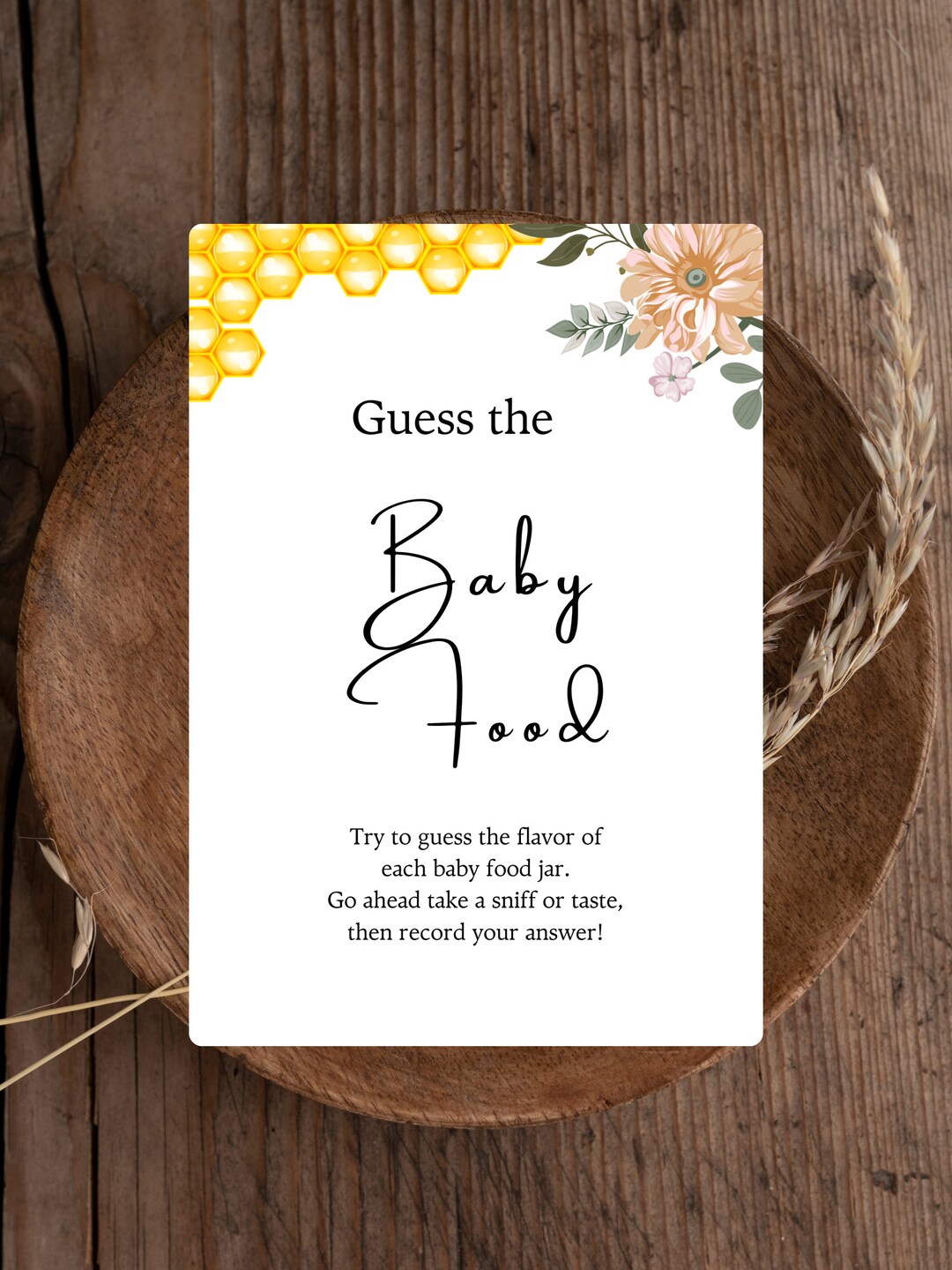 Guess the Baby Food Baby Shower Game, Bee Themed Shower Game - Etsy