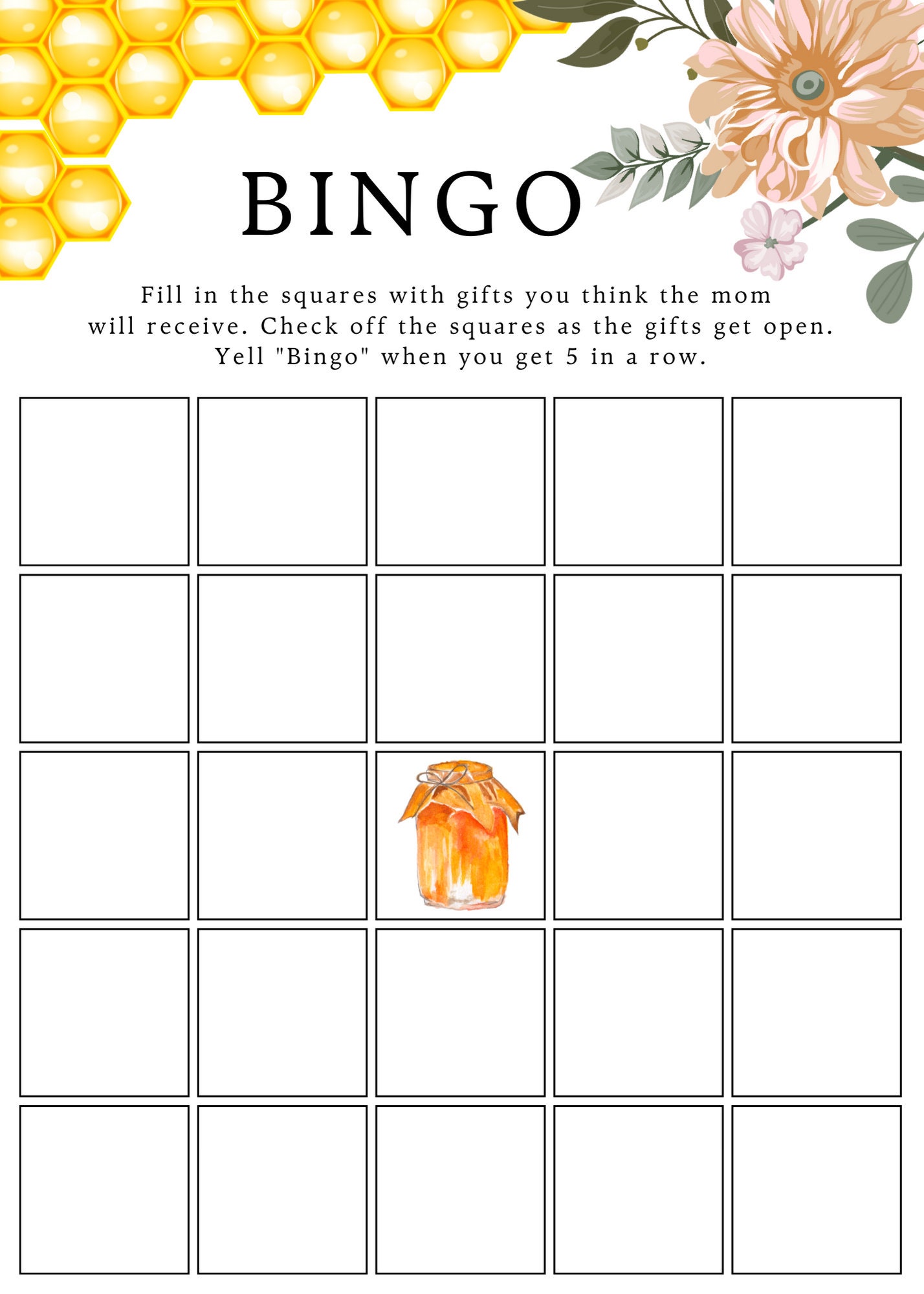 Bingo Game/ Baby Shower Bingo/ Bee Themed Bingo/ Sprinkle Bingo - Etsy