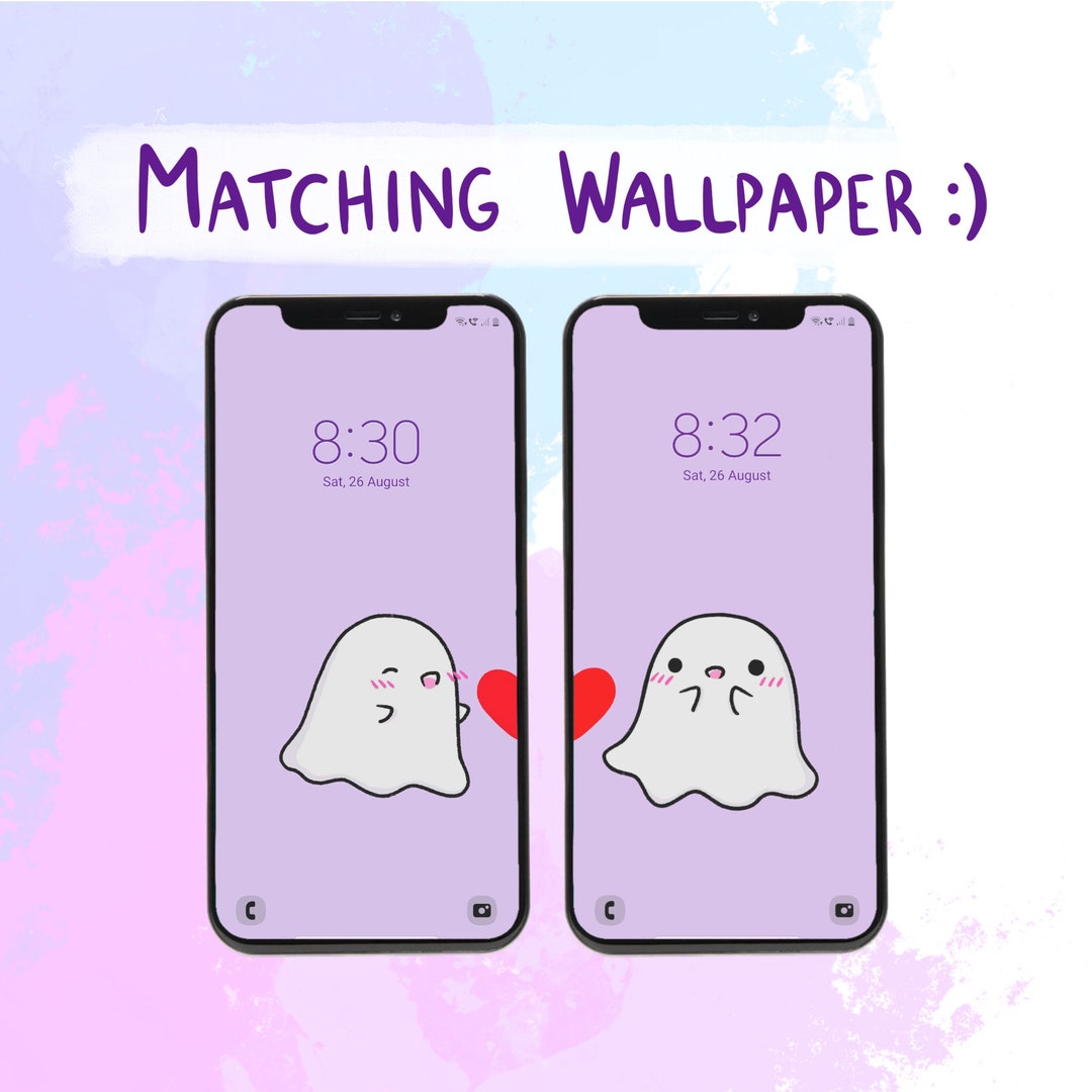 Cute Ghost Matching Wallpaper | iPhone & Samsung | Couple Background - Etsy