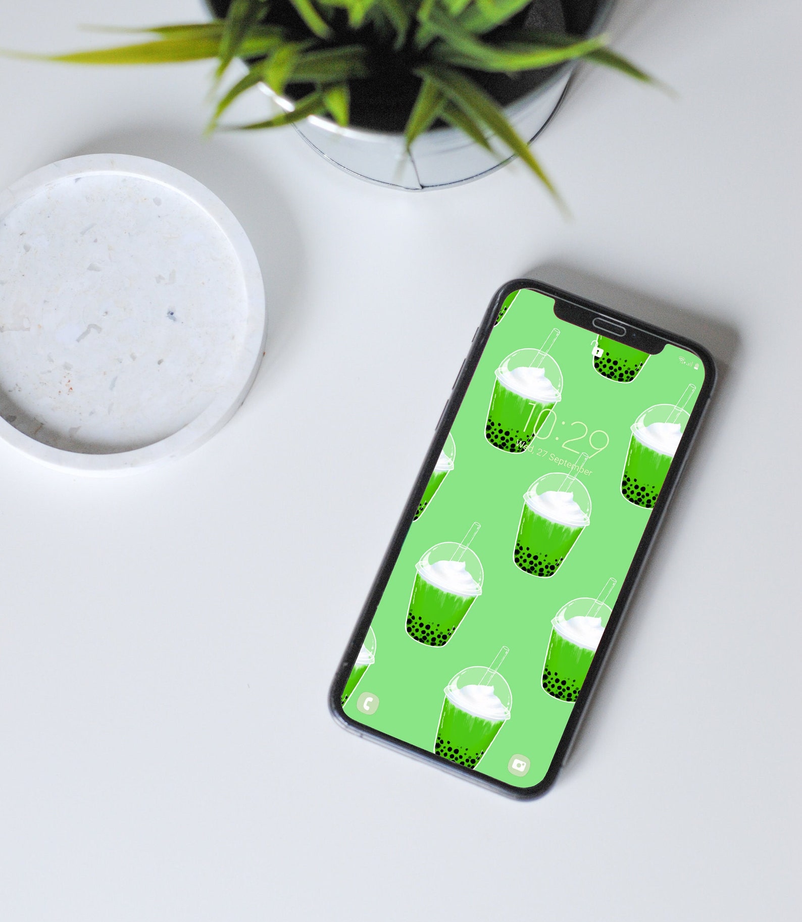 Cute Matching Boba Set of 4 Wallpapers | Taro, Strawberry, Matcha ...