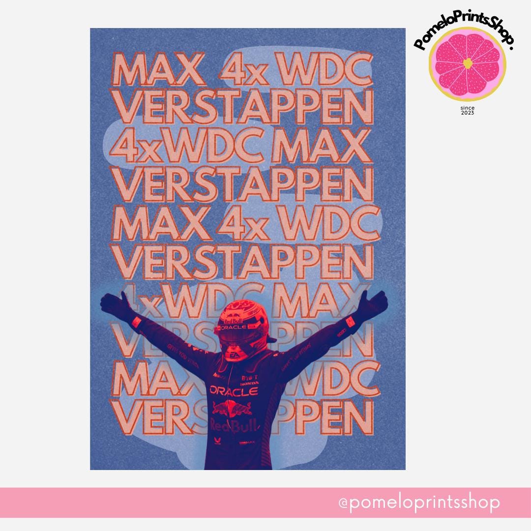Max Verstappen 4 Time World Champion WDC 4x Red Bull F1 Formula 1 F1 ...