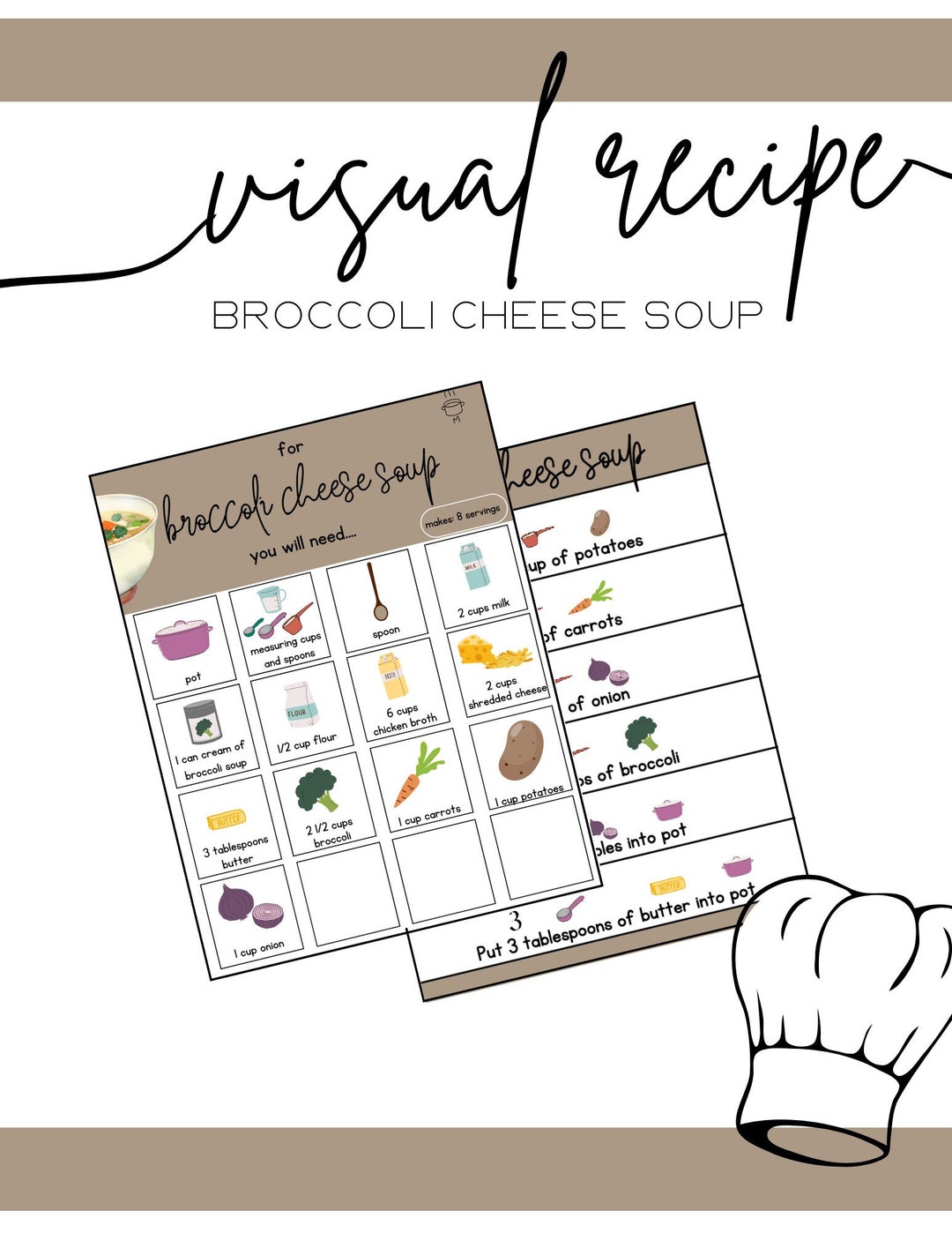 Visual Recipe: Broccoli Cheese Soup | Cooking for Kids | Special Needs ...