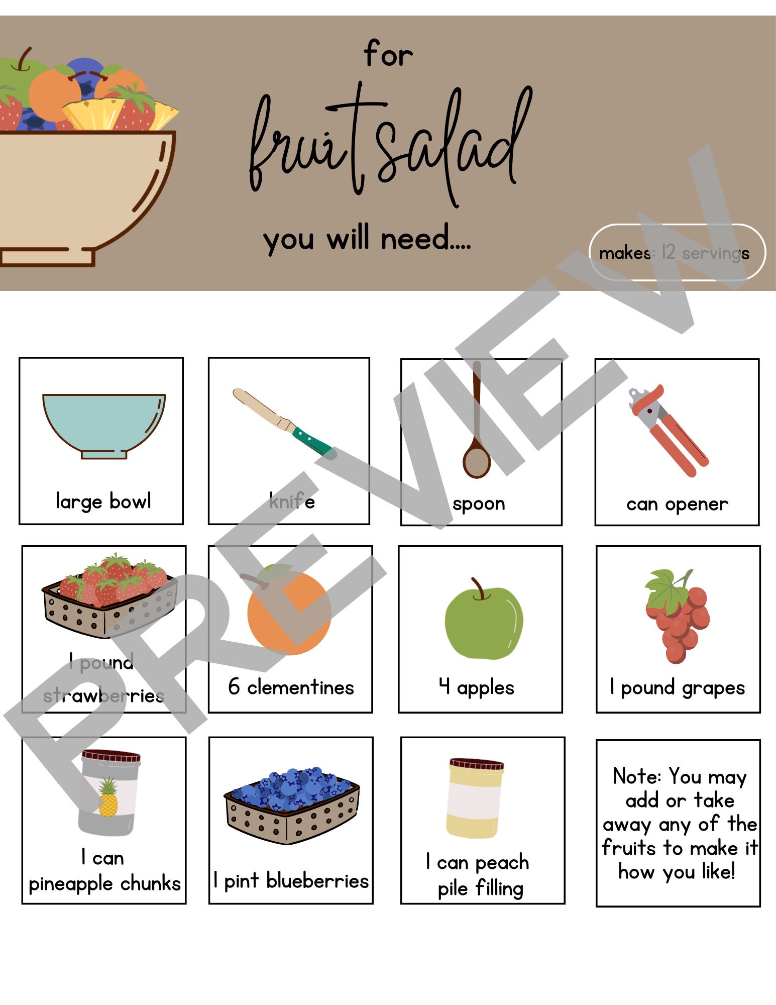 Visual Recipe: Fruit Salad Cooking for Kids Cook With Mom Special Needs ...