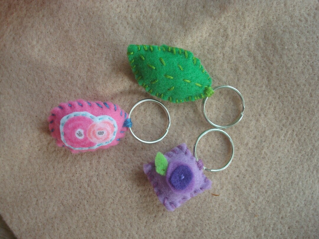Felt Flower Keychains - Hand Embroidered Garden/nature/floral Themed ...