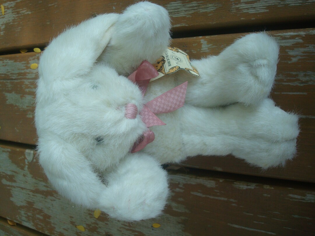 Vintage Bunny "flossie B Hoppelbuns" White Rabbit With Pink Bow - Boyds ...
