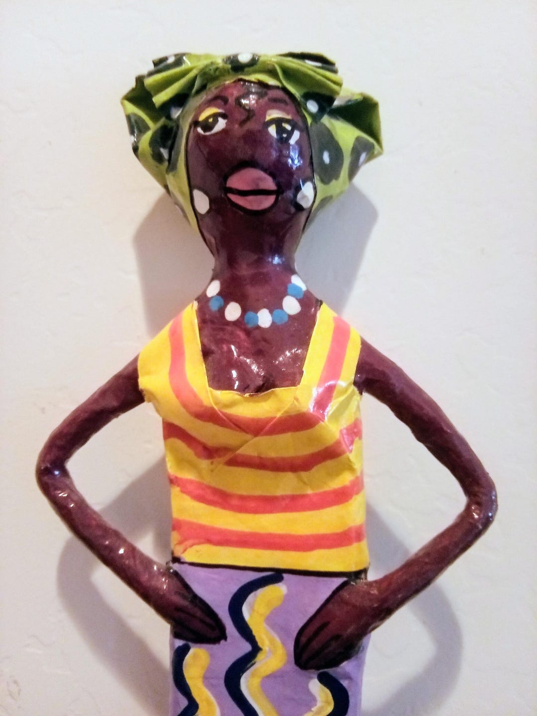 Vintage Paper Mache Caribbean Folk Art Back Scratcher/ Shaker ...