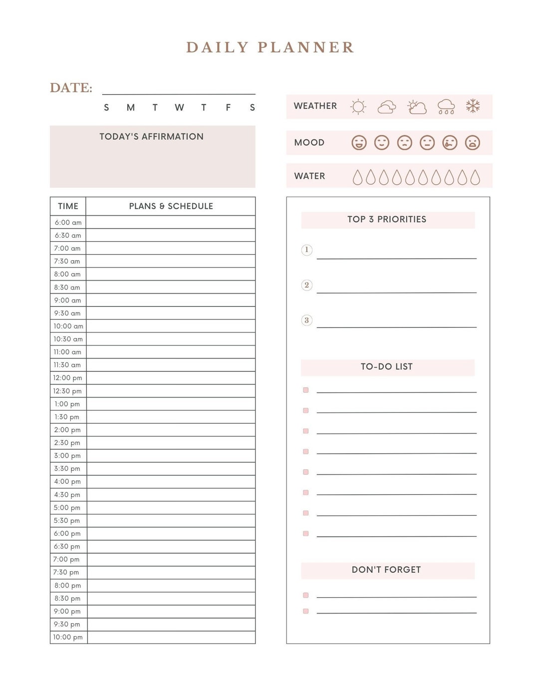 Digital Daily Planner, Minimalistic Planner, Downloadable Planner ...