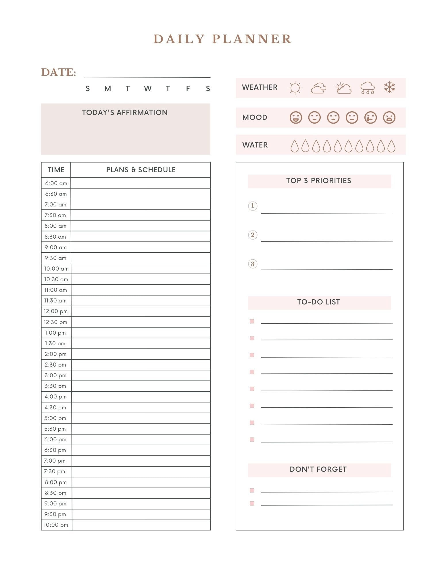 Digital Daily Planner, Minimalistic Planner, Downloadable Planner ...