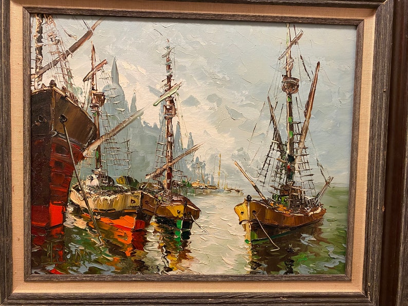 Manuel Munoz Merida santiago Harbor Oil on Canvas, Signed - Etsy