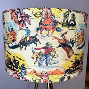Mid Century Modern Vintage Style Fiberglass Lamp Shade Cowboy Rodeo ...
