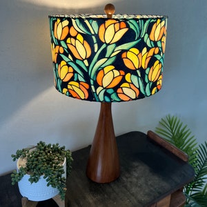 Mid Century Vintage Style Fiberglass Lamp Shade stained Glass Tulip Art ...