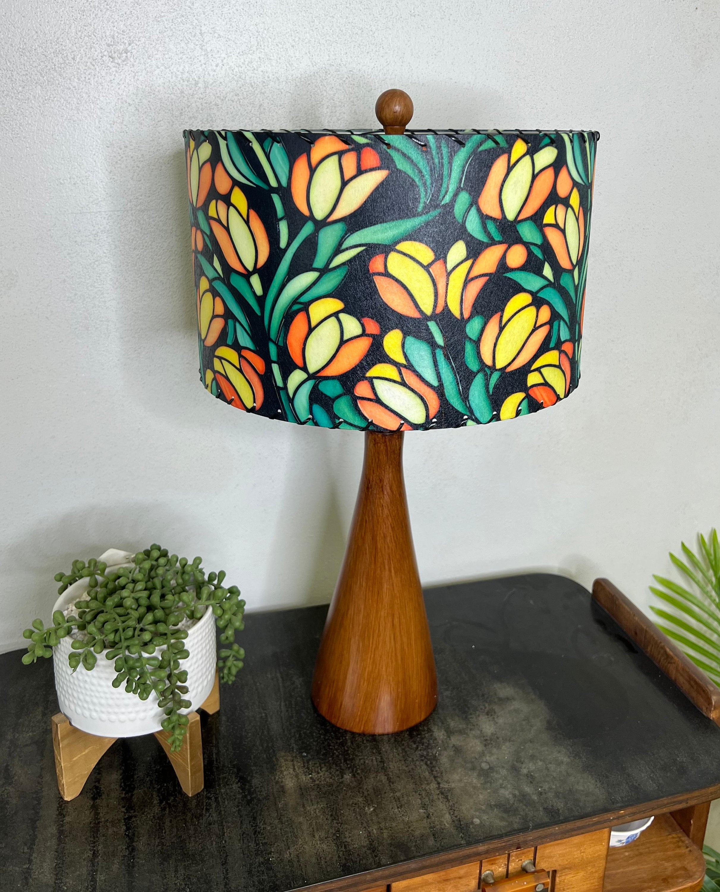 Mid Century Vintage Style Fiberglass Lamp Shade stained - Etsy