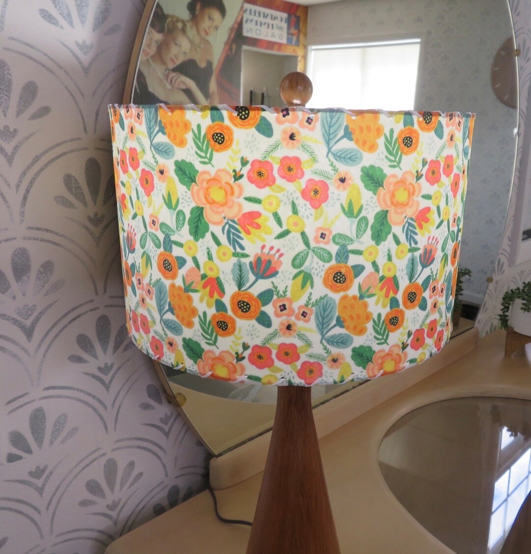 Mid Century Vintage Style Fiberglass Lamp Shade Bohemian Retro Rifle Paper Company Cottage