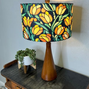 Mid Century Vintage Style Fiberglass Lamp Shade stained Glass Tulip Art ...
