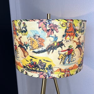 Mid Century Modern Vintage Style Fiberglass Lamp Shade Cowboy Rodeo ...