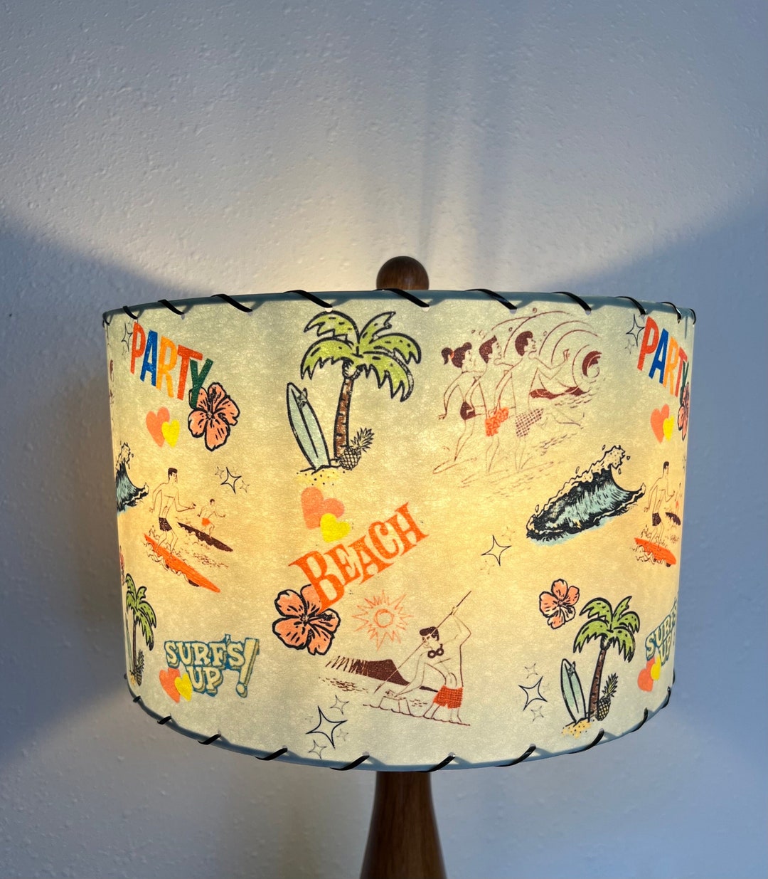 Mid Century Vintage Style Fiberglass Lamp Shade Beach Blanket Bingo ...