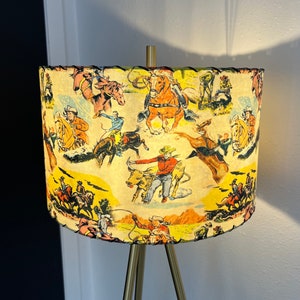 Mid Century Modern Vintage Style Fiberglass Lamp Shade Cowboy Rodeo ...
