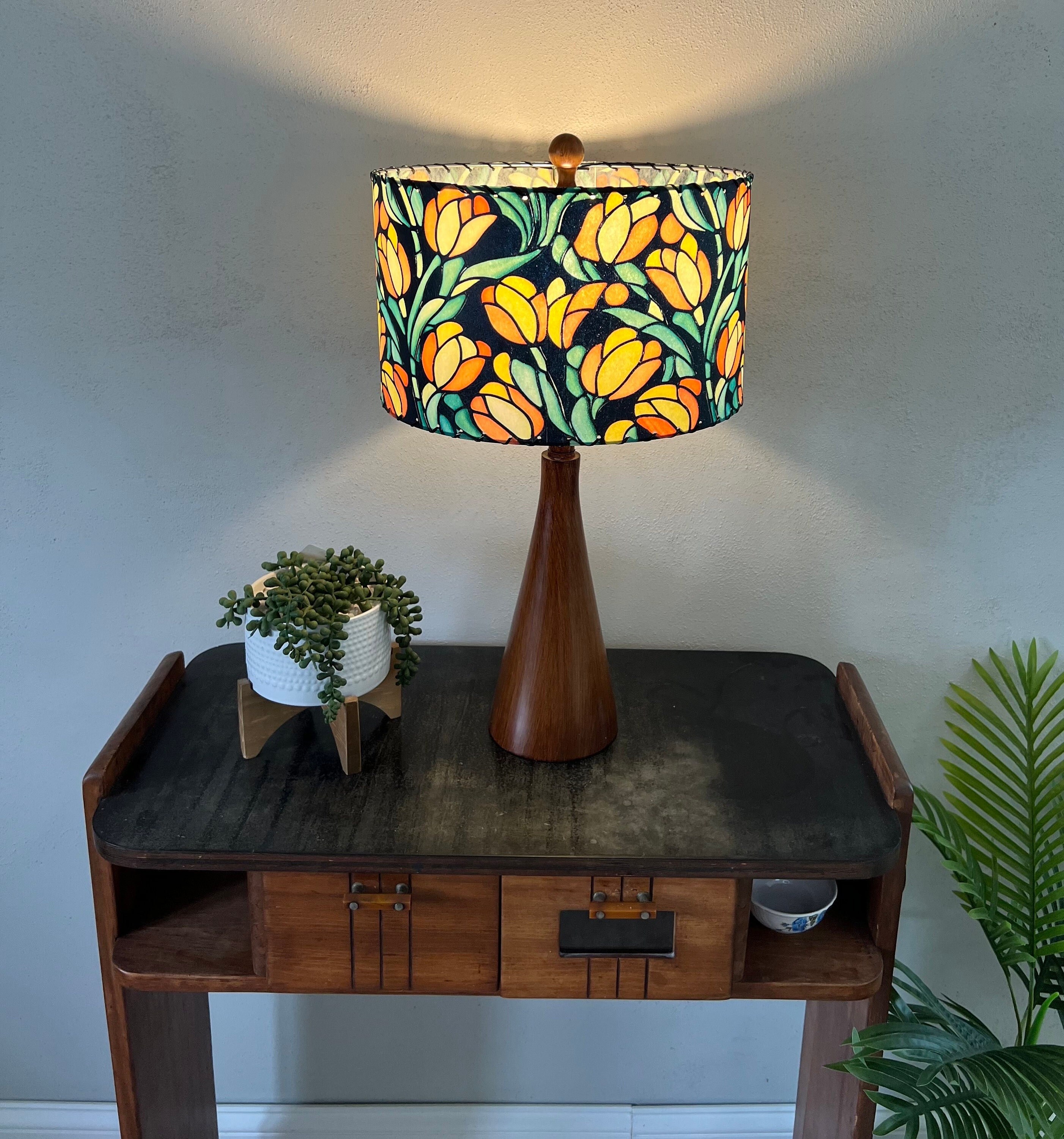 Mid Century Vintage Style Fiberglass Lamp Shade stained - Etsy