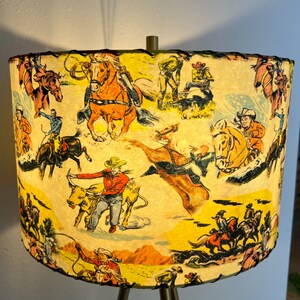Mid Century Modern Vintage Style Fiberglass Lamp Shade Cowboy Rodeo ...