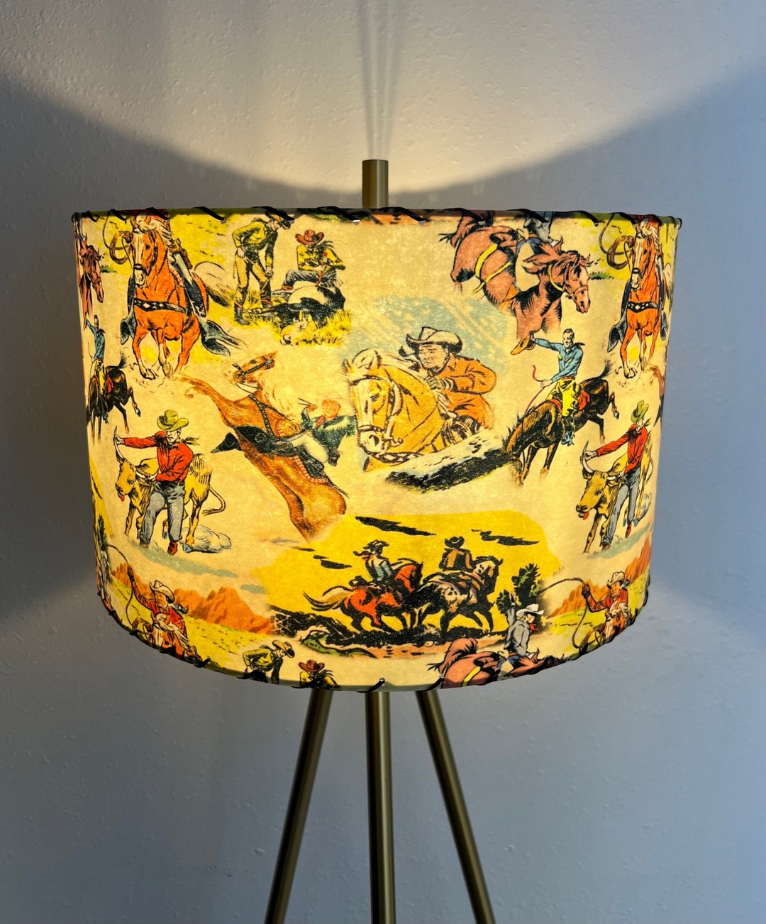 Mid Century Modern Vintage Style Fiberglass Lamp Shade Cowboy Rodeo ...