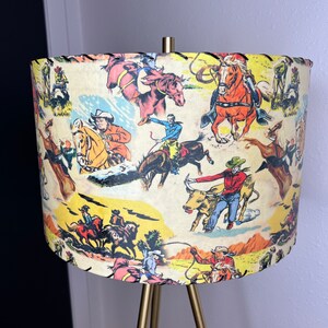 Mid Century Modern Vintage Style Fiberglass Lamp Shade Cowboy Rodeo ...