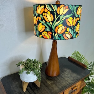 Mid Century Vintage Style Fiberglass Lamp Shade stained Glass Tulip Art ...