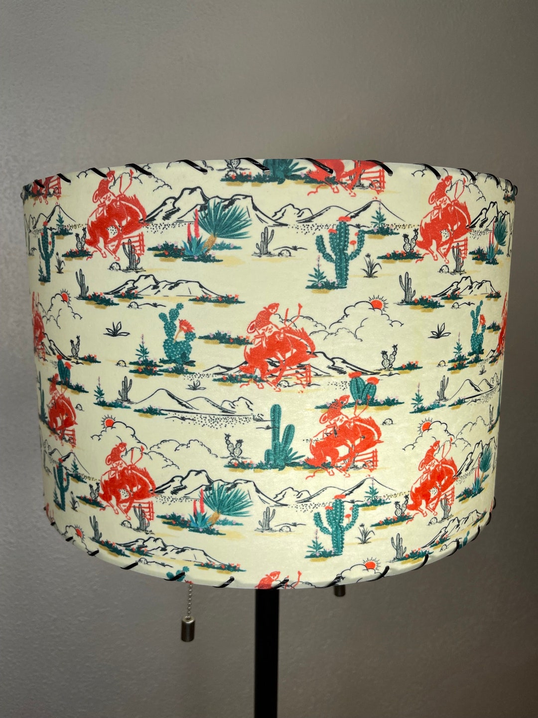 Mid Century Modern Vintage Style Fiberglass Lamp Shade Cowboy Buc N ...