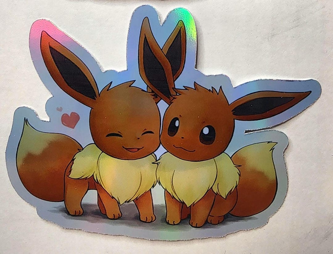 Custom Eevee Love Holographic Sticker Valentine Eeveelutions Romantic ...