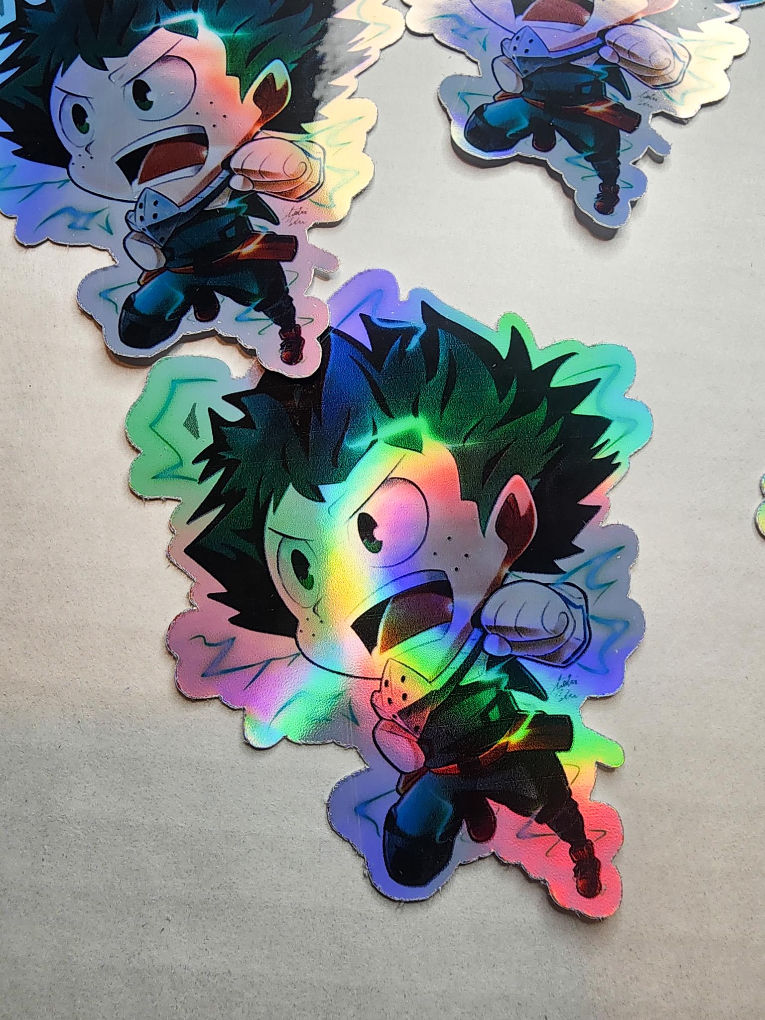 MHA Deku Holographic Sticker Deku in Action My Hero Academia Chibi ...
