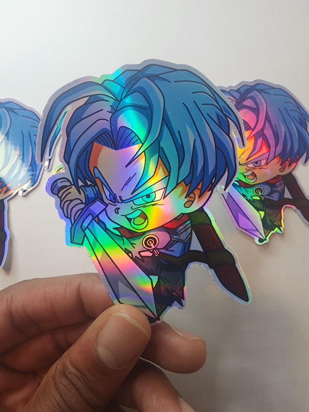 Future Trunks Holographic Sticker Chibi Saiyan Warrior With Sword Anime ...