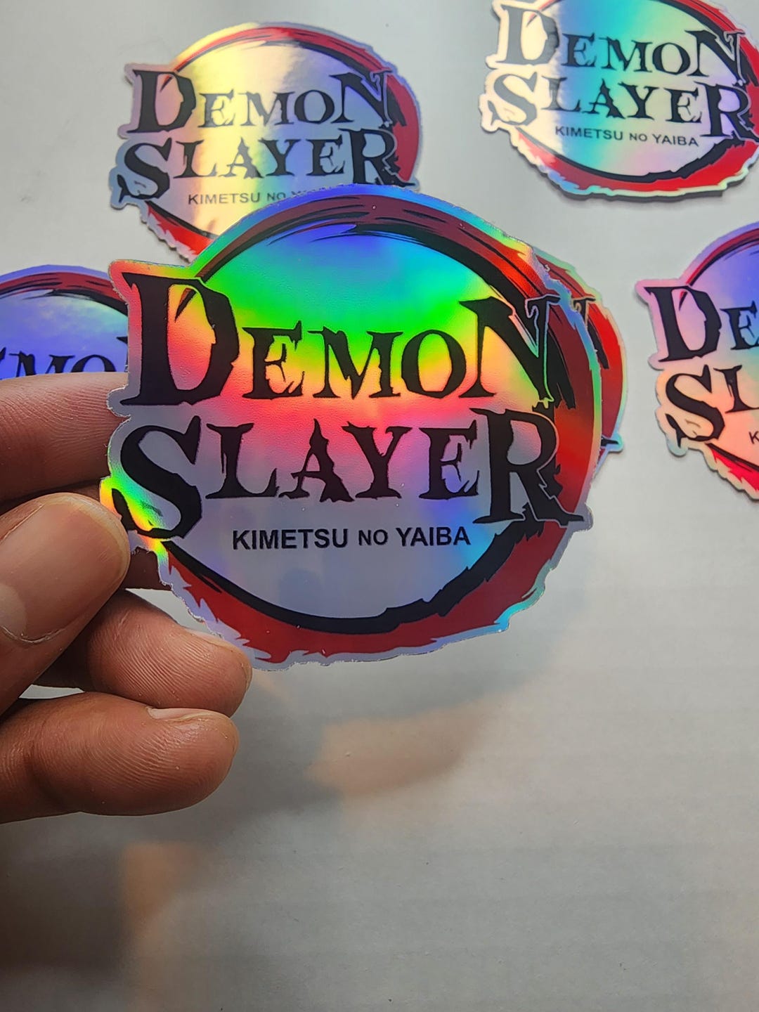 Demon Slayer Logo Holographic Sticker Kimetsu No Yaiba Shiny Anime Logo ...