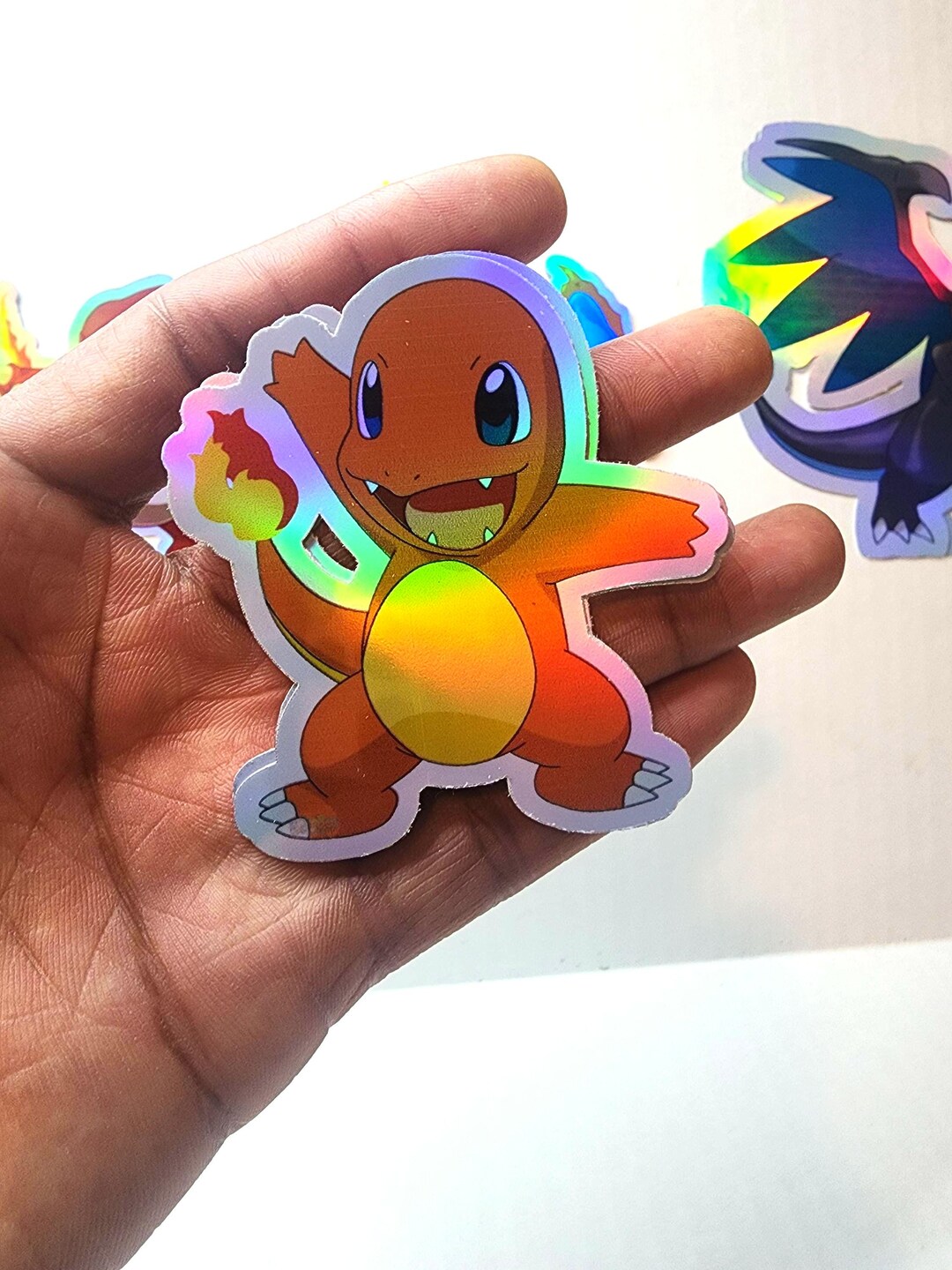 Custom Holographic Charmander Sticker Fire Lizard Vinyl Decal Cute ...