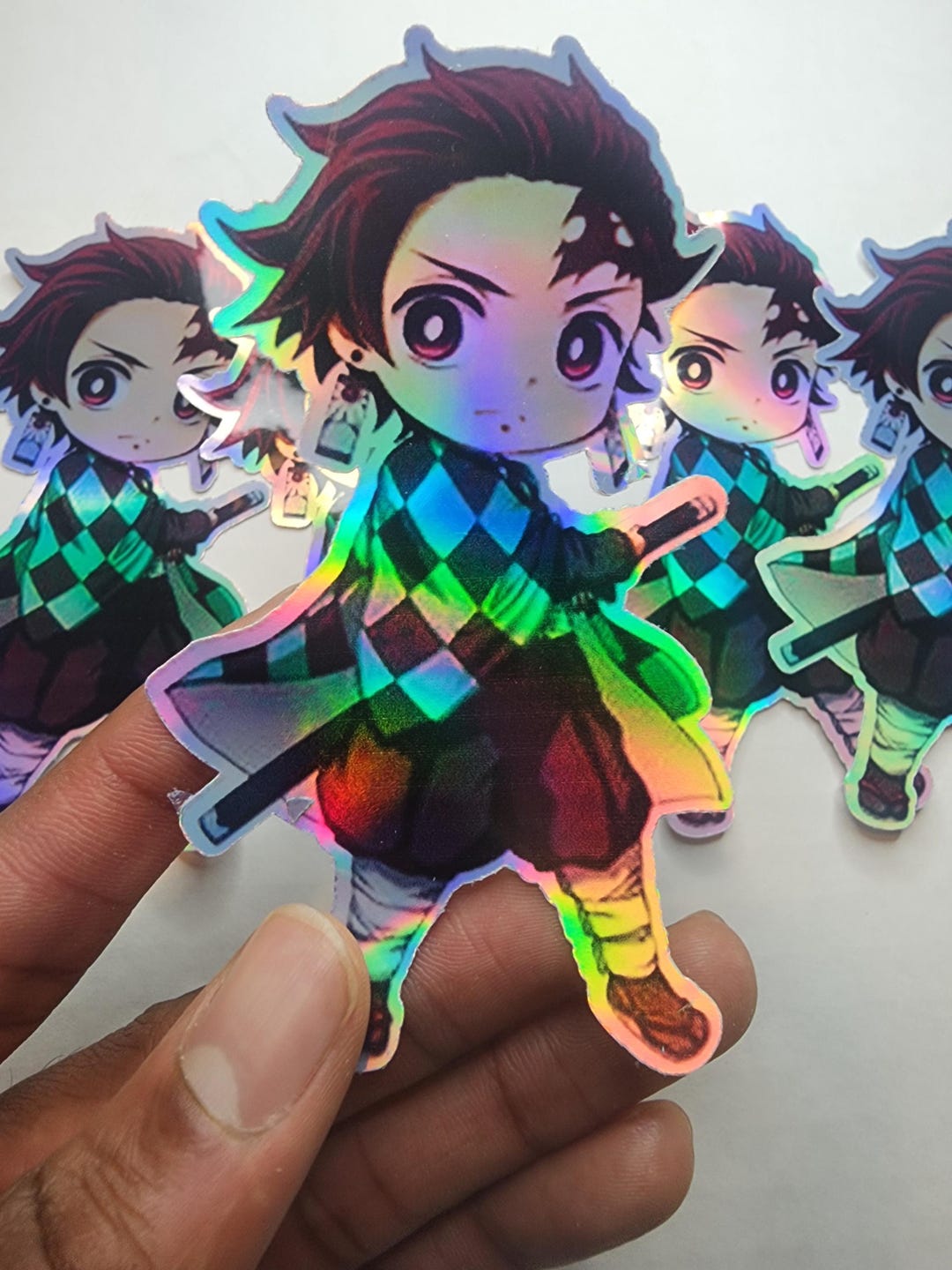 Chibi Tanjiro Kamado Holographic Sticker Demon Slayer Inspired Shiny ...