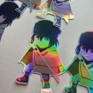 Chibi Sasuke Holographic Sticker Naruto Anime Merch Cute Sasuke Uchiha ...