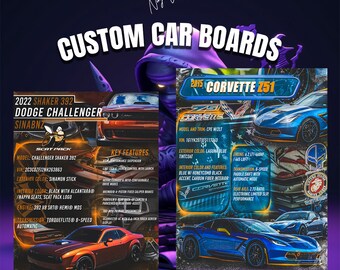Custom Car Show Board Car Board Design/ 24x36 Car Show Board/ Custom ...