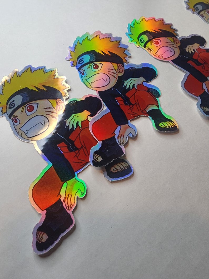 9 Tails Naruto Holographic Sticker Crouching 9 Tails Sticker Vibrant ...