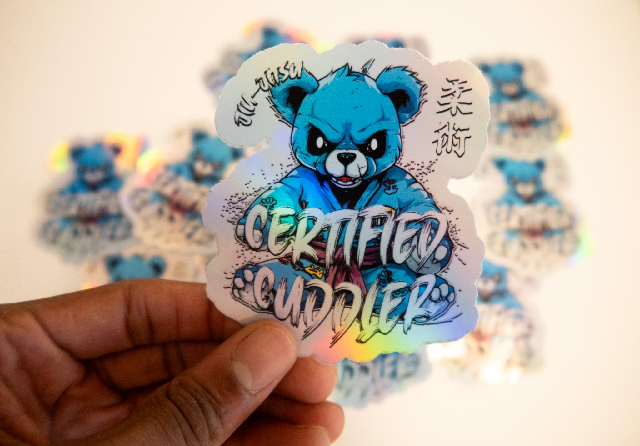 Holographic Jiu Jitsu "certified Cuddler" Bear Sticker - Perfect for ...