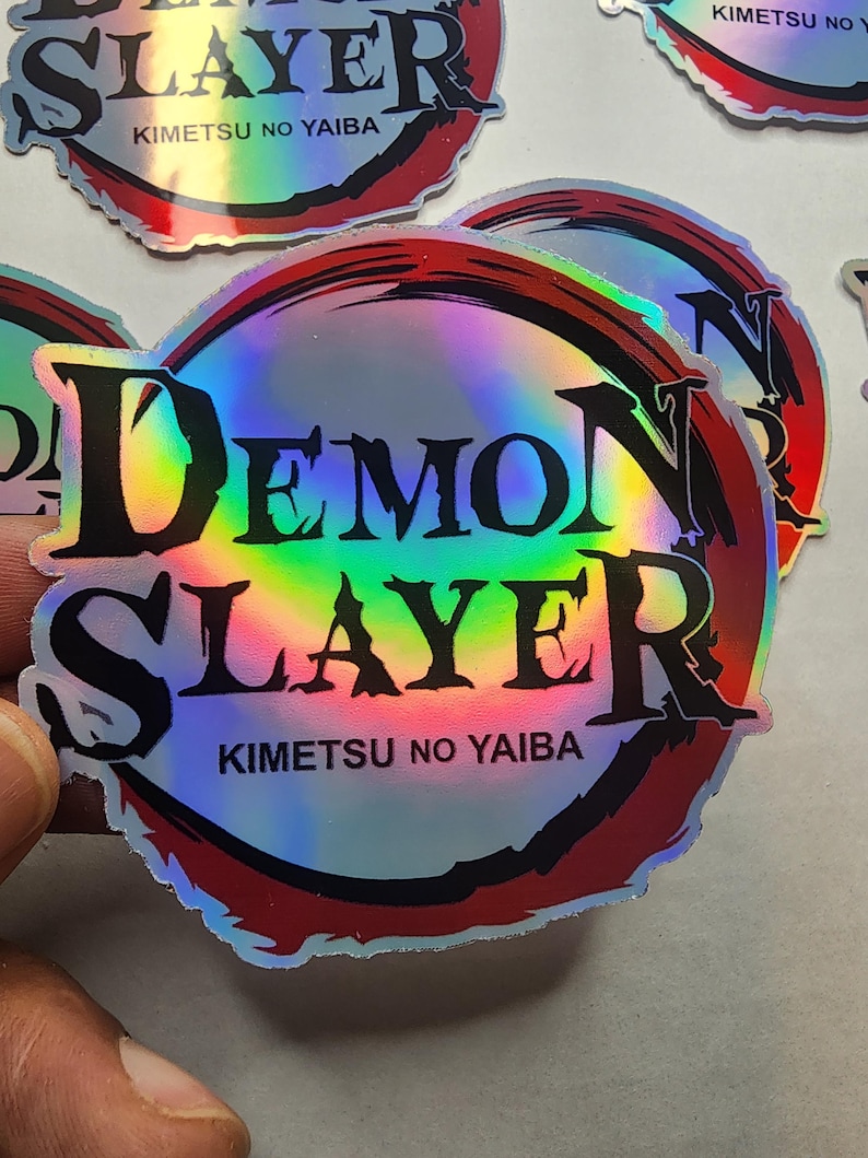 Demon Slayer Logo Holographic Sticker Kimetsu No Yaiba Shiny Anime Logo ...