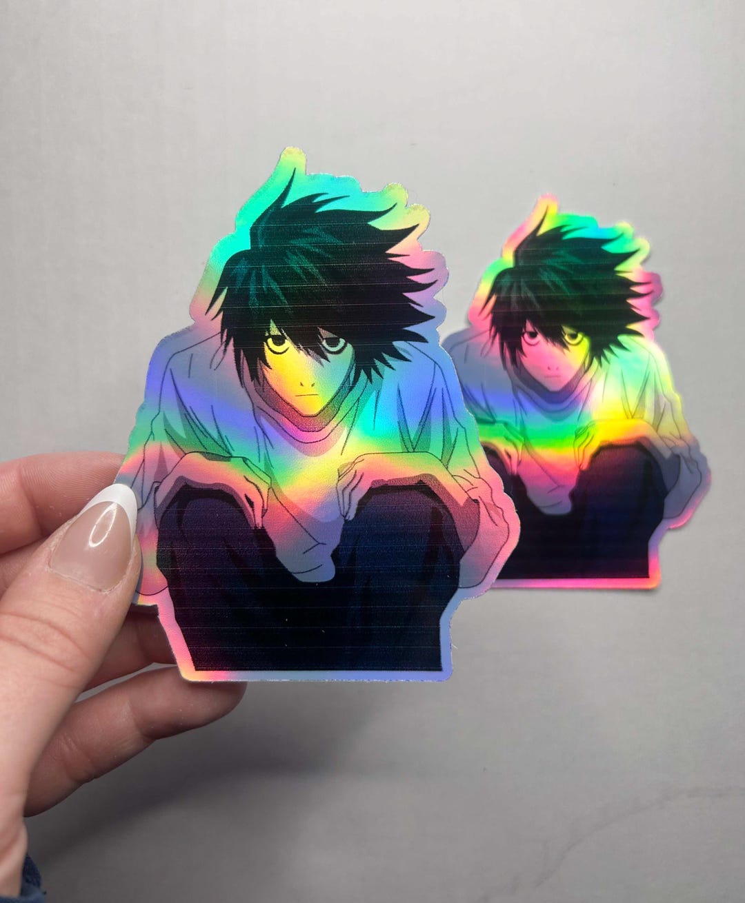 Holographic L Sticker Death Note Chibi Anime Icon - Etsy