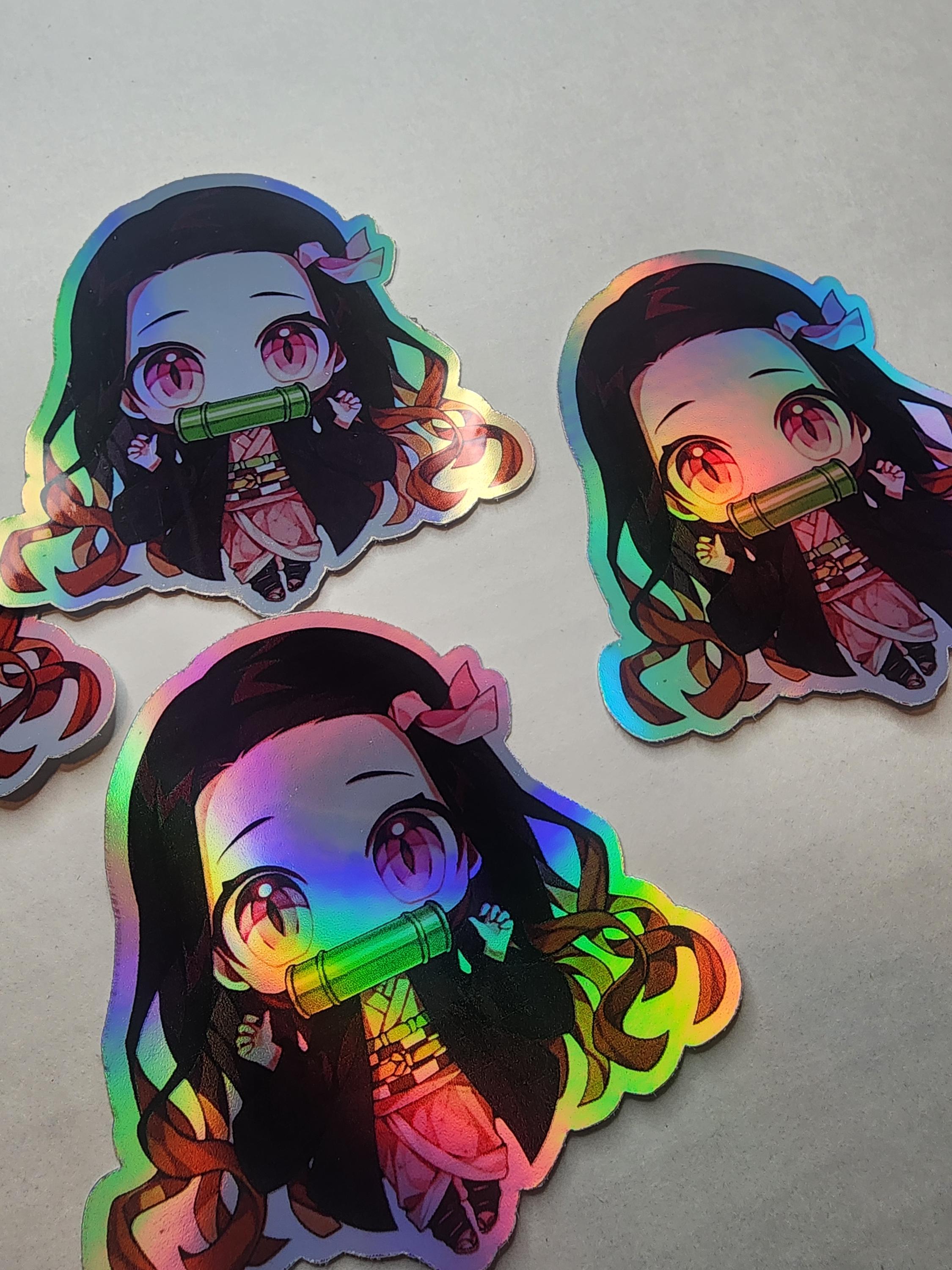 Nezuko Kamado Holographic Sticker Demon Slay Anime Chibi, Perfect for ...